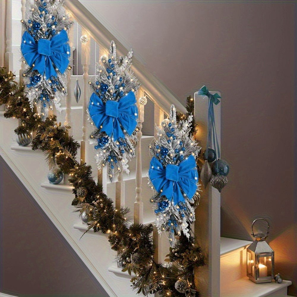 Artificial Christmas Swag with Battery-Operated String Lights Christmas ...