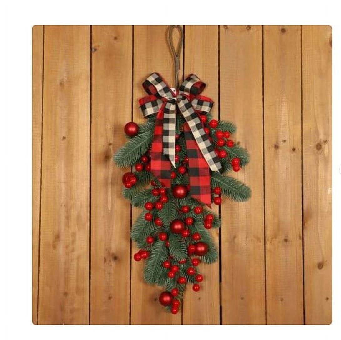 Artificial Christmas Swags 23.6 Inch Cordless Prelit Stairway Trim ...