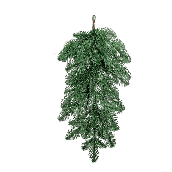 Artificial Christmas Teardrop Swag, 26" Faux Norfolk Pine Teardrop Door Swag, Real Touch Pine ...