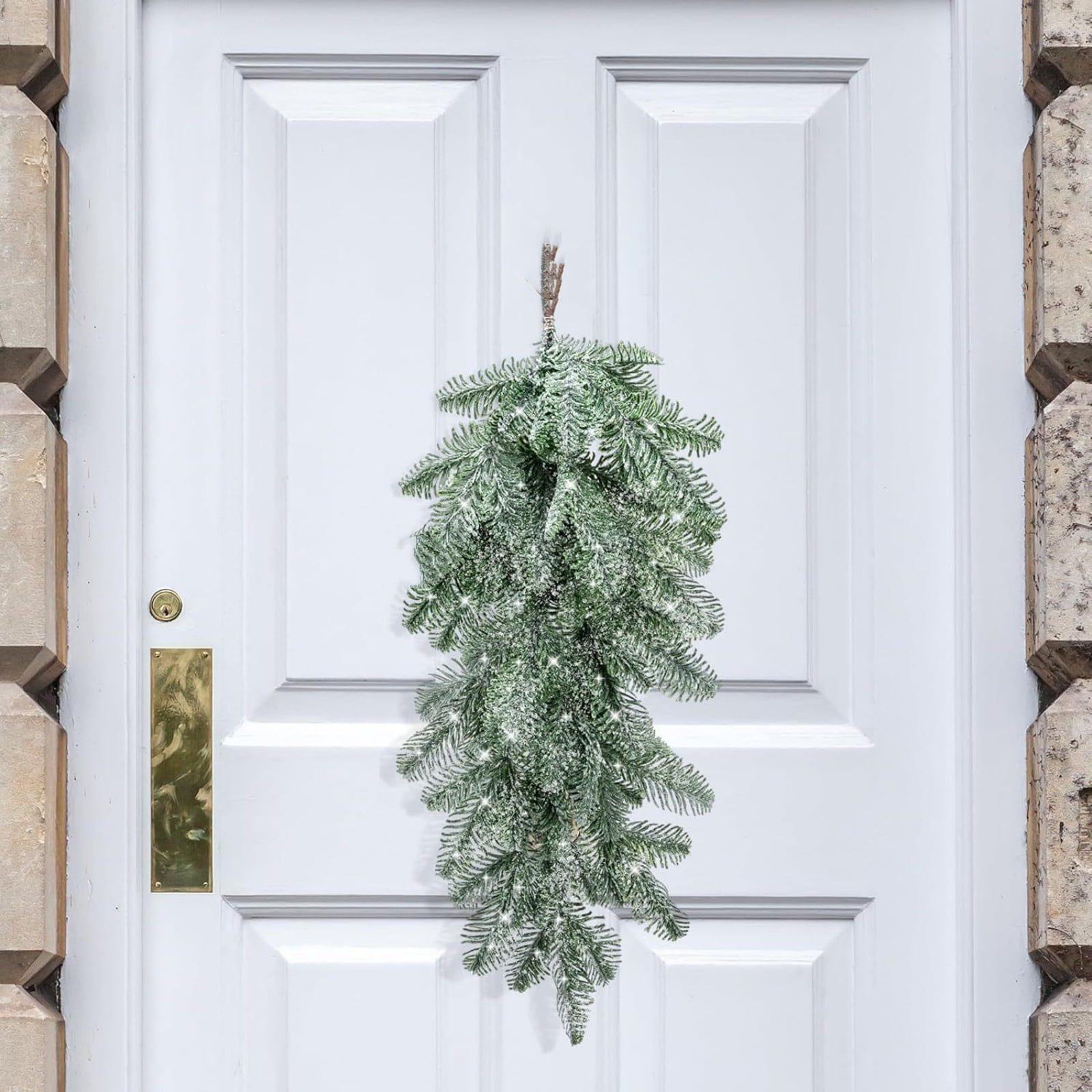 Artificial Christmas Teardrop Swag, 26" Faux Norfolk Pine Teardrop Door ...