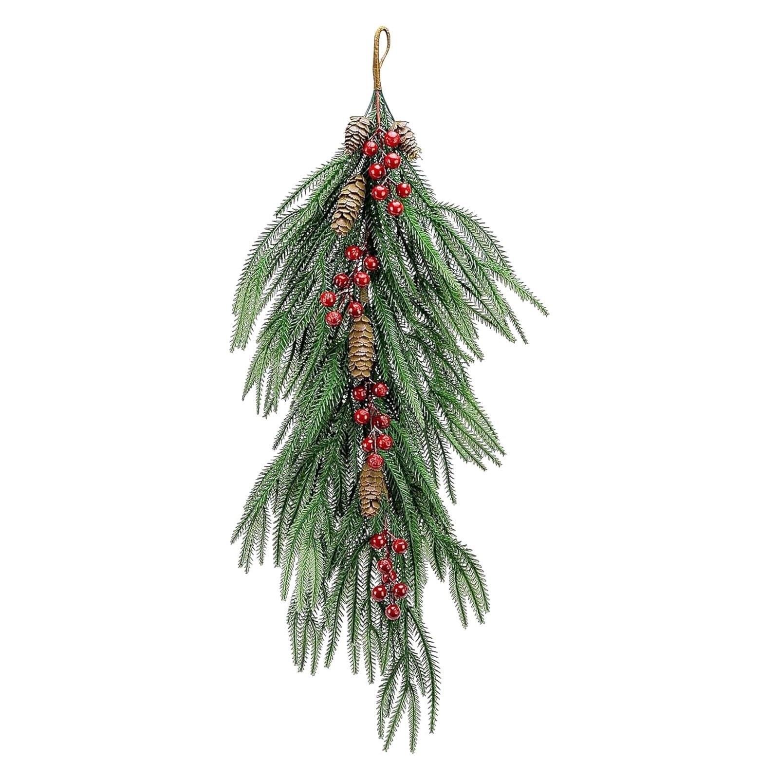Artificial Christmas Teardrop Swag 28 Inch Winter Greenery Garland with ...