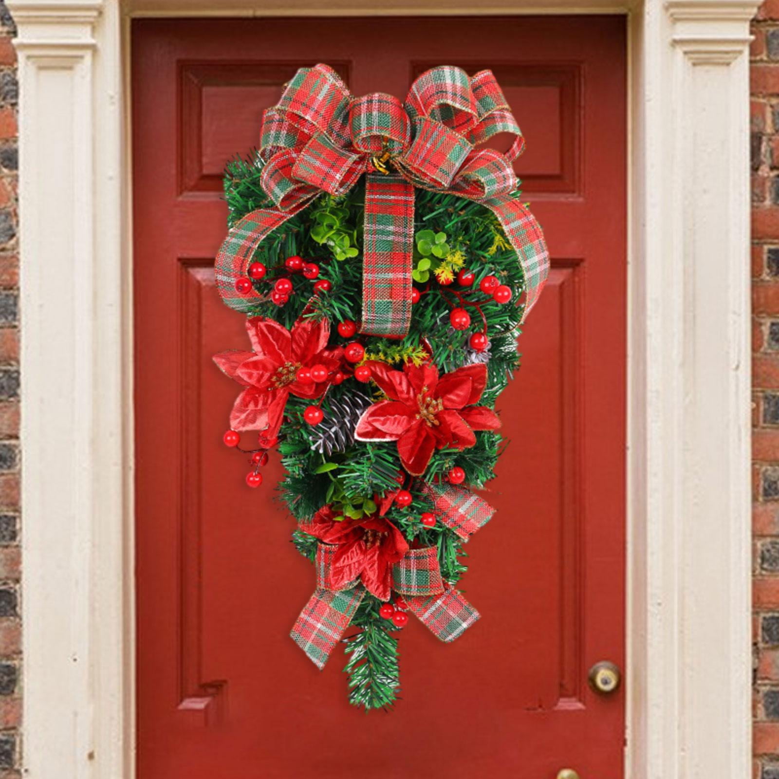 Artificial Christmas Teardrop Swag Artificial Christmas Wreath for Door ...