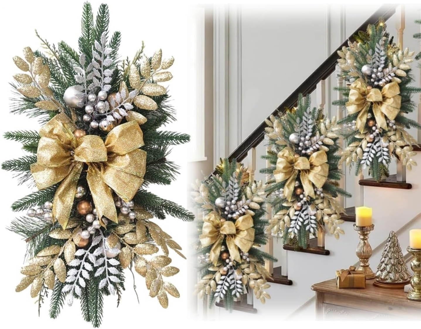 Artificial Christmas Teardrop Swags Prelit Stairs, Artificial Christmas ...