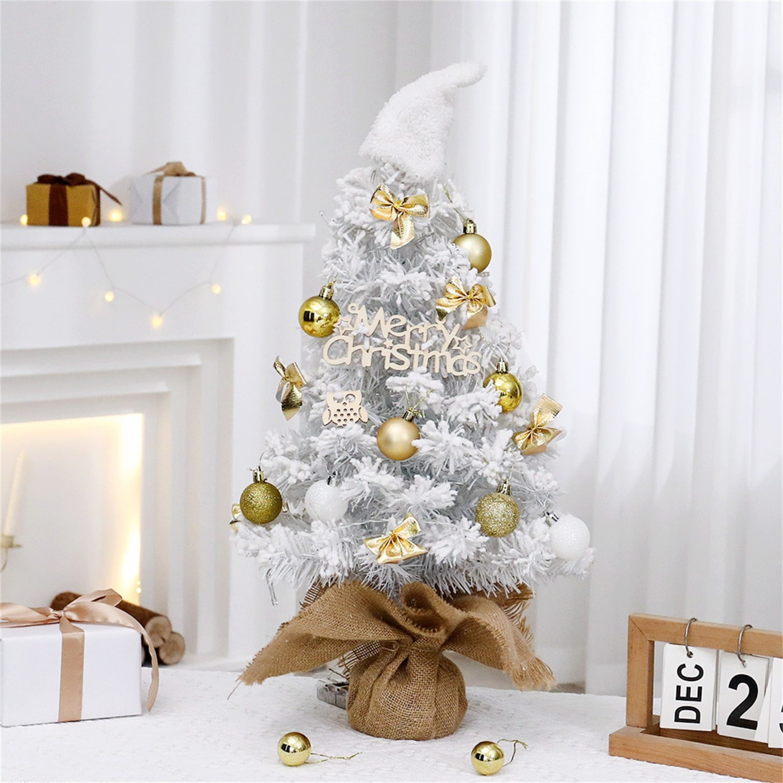 Artificial Christmas Tree,Christmas Tree White Flocking Desktop ...