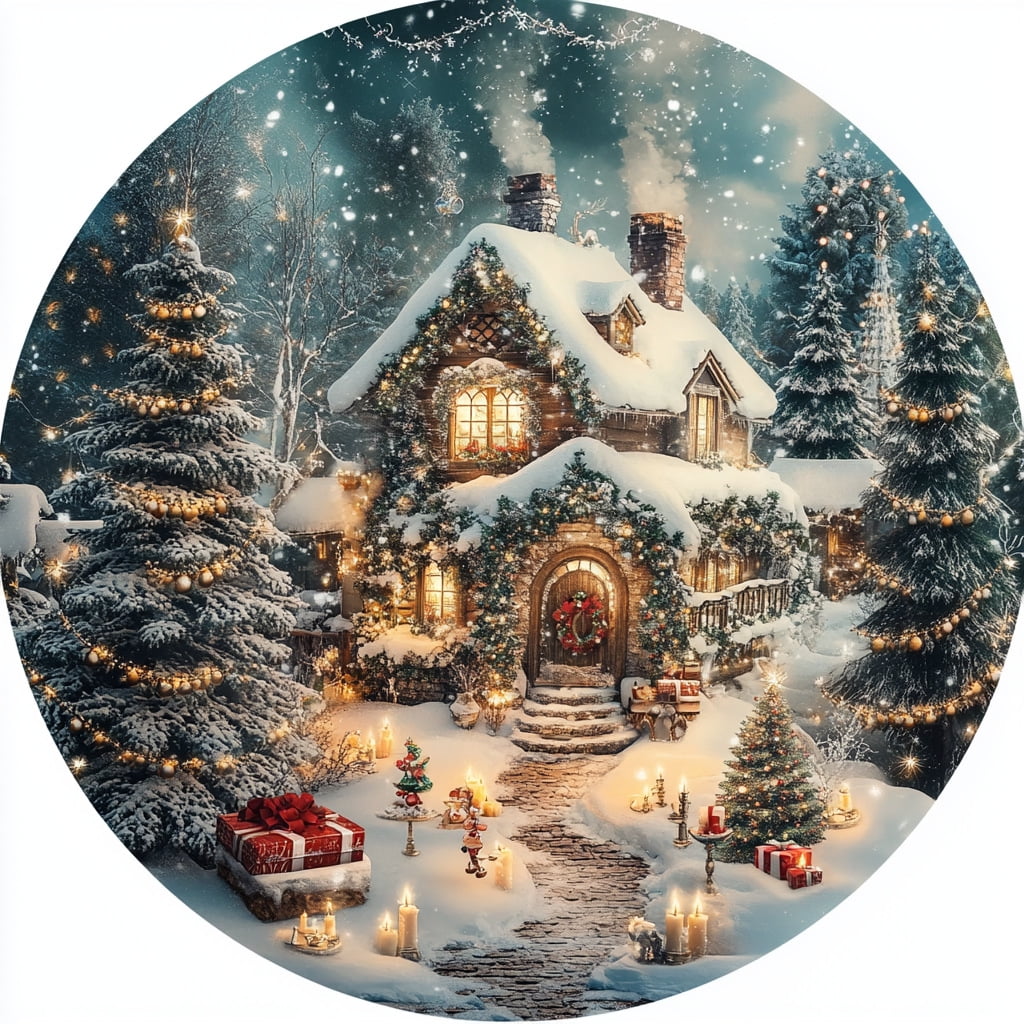 Artificial Christmas Tree Decorations, Plush Round Christmas Tree ...