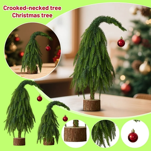 Artificial Christmas Tree Xmas Tree 12IN Christmas Tree Pe Crooked Neck ...