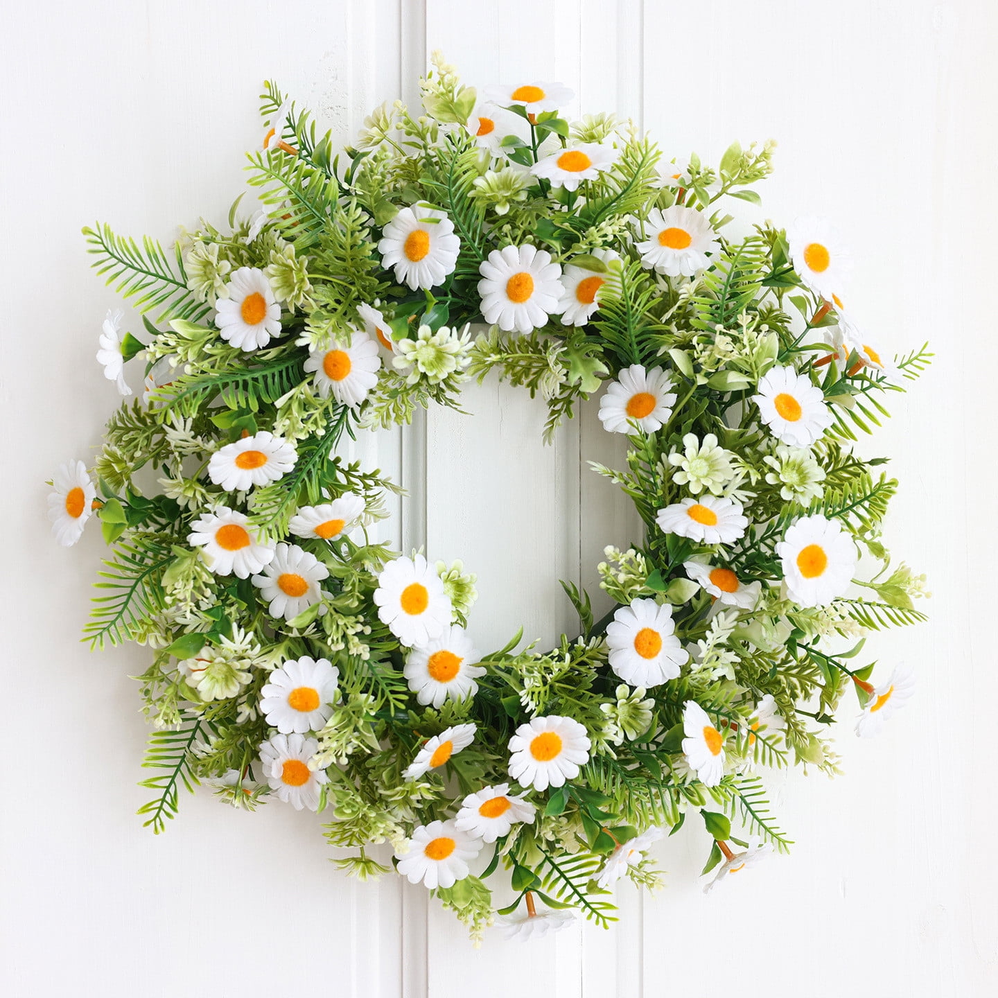 Artificial Christmas Wreath Door Decorations, 15.75 Inch Plastic Green ...