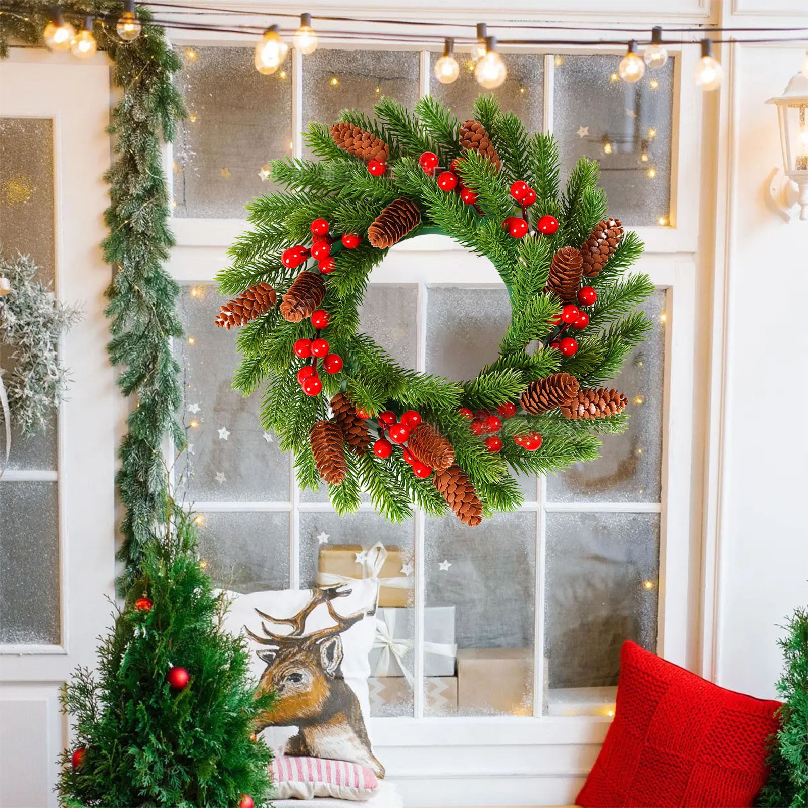 Artificial Christmas Wreath Green PVC Garland for Home Decor | Holiday ...