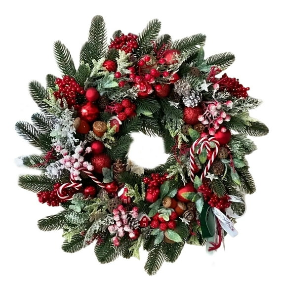 Artificial Christmas Wreath, Winter Wreath with red Ball, Red Berry ...