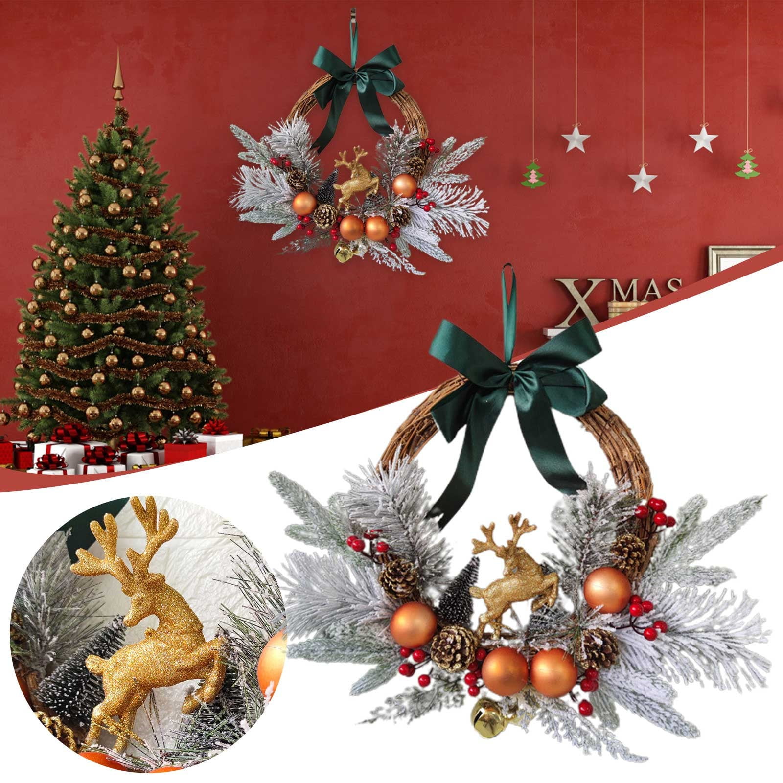 Artificial Christmas Wreath,Xmas Wreath for Holiday Christmas Party ...