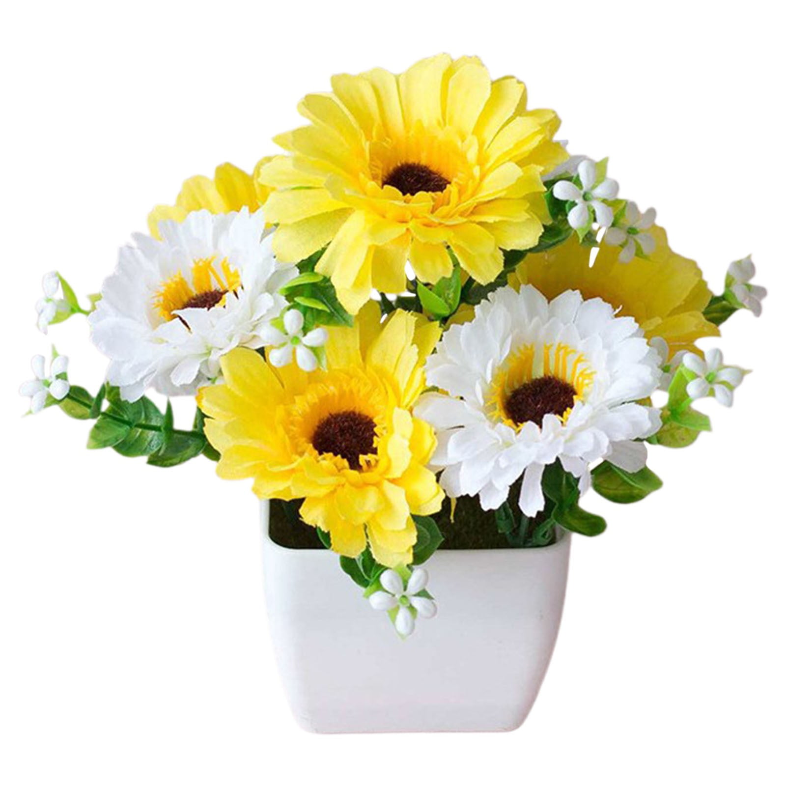 Artificial Chrysanthemum Flower Bonsai in Pot Lifelike Fake Gypsophila ...