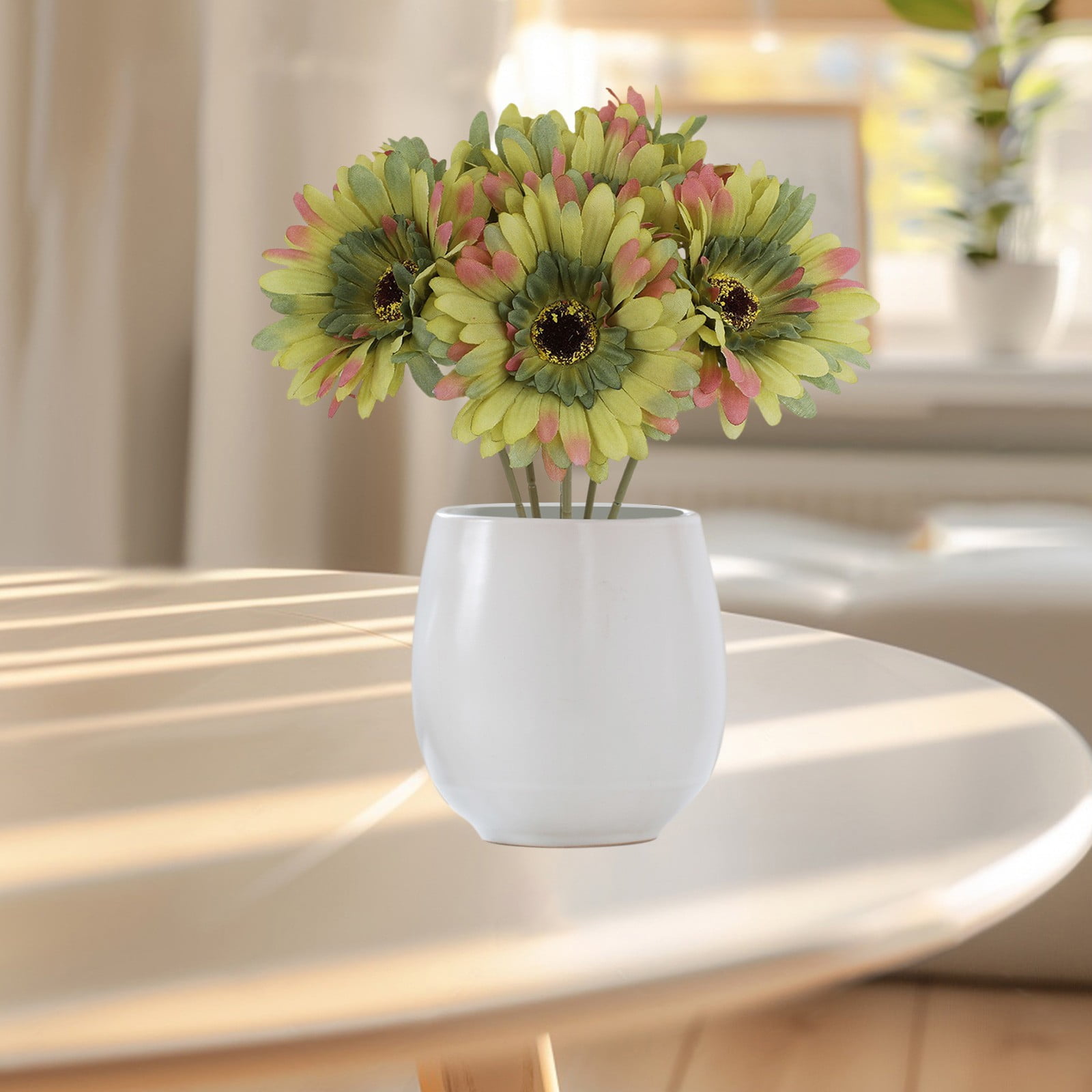 Artificial Chrysanthemum Silk Flowers Set of 6 | 10.23 Inch Realistic ...