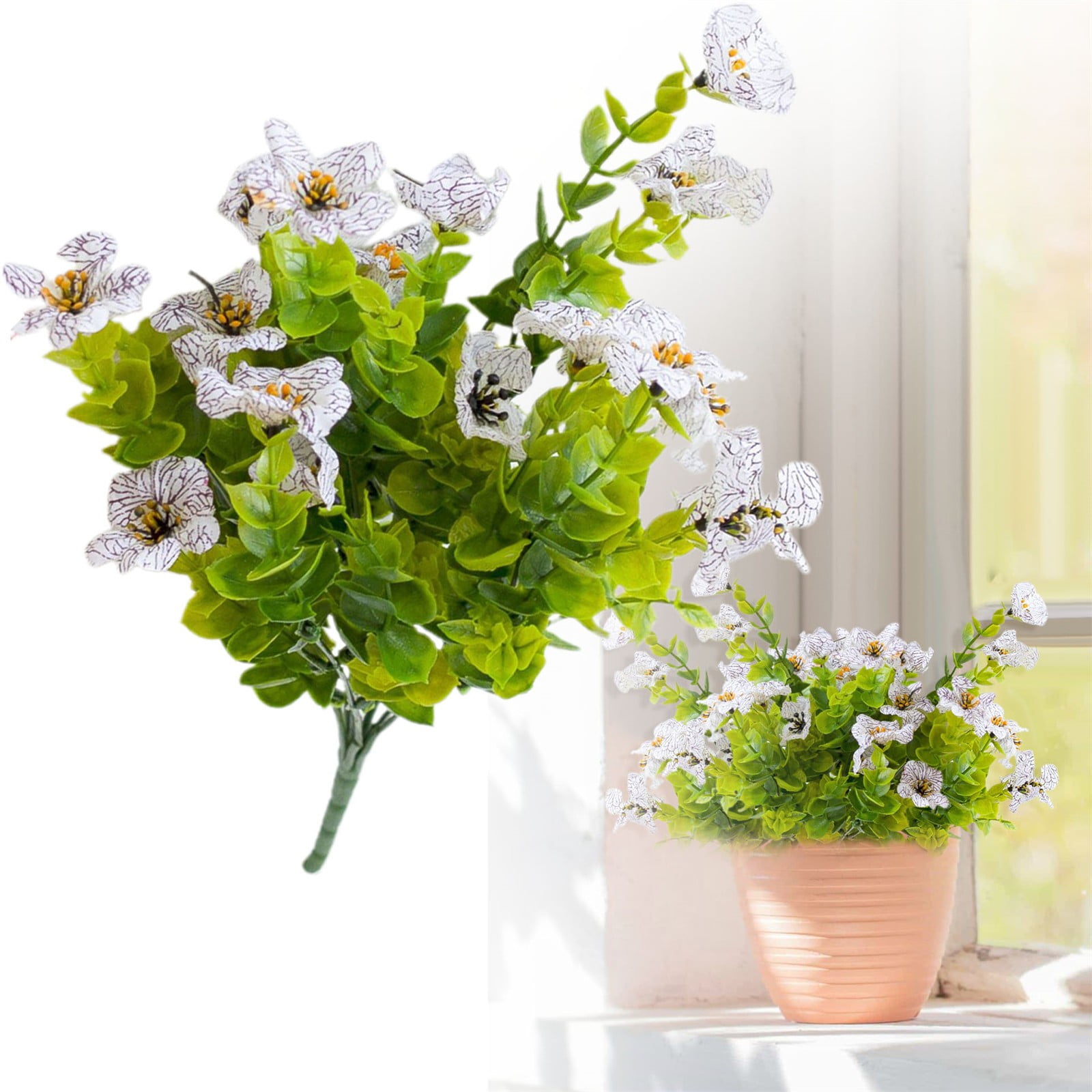 Artificial Colored Flowers Bunch Realistic Outdoor Spring Decor For ...