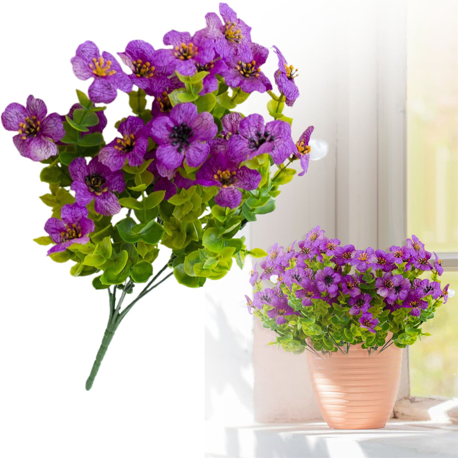 Artificial Colored Flowers Bunch Realistic Outdoor Spring Decor For ...