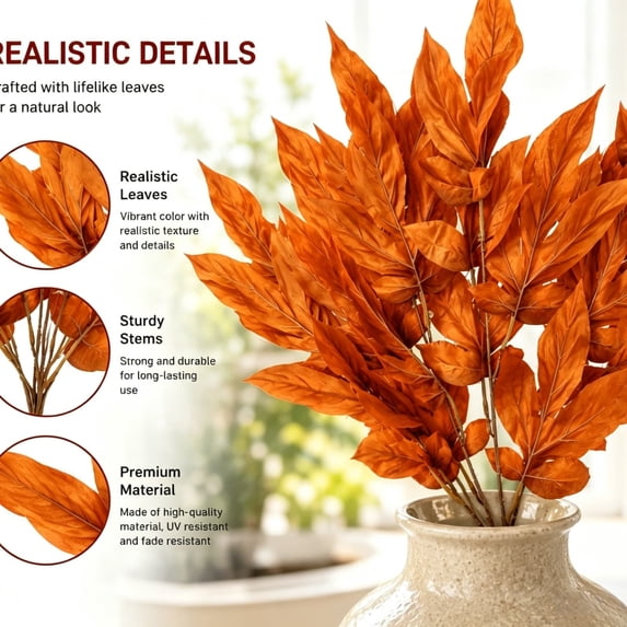 Artificial Colored Leaves Faux Potted Plant Small Desk Fake Foliage ...