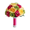 Artificial Colorful Rose Wedding Bridal Bouquet Bride Holding Flowers ...