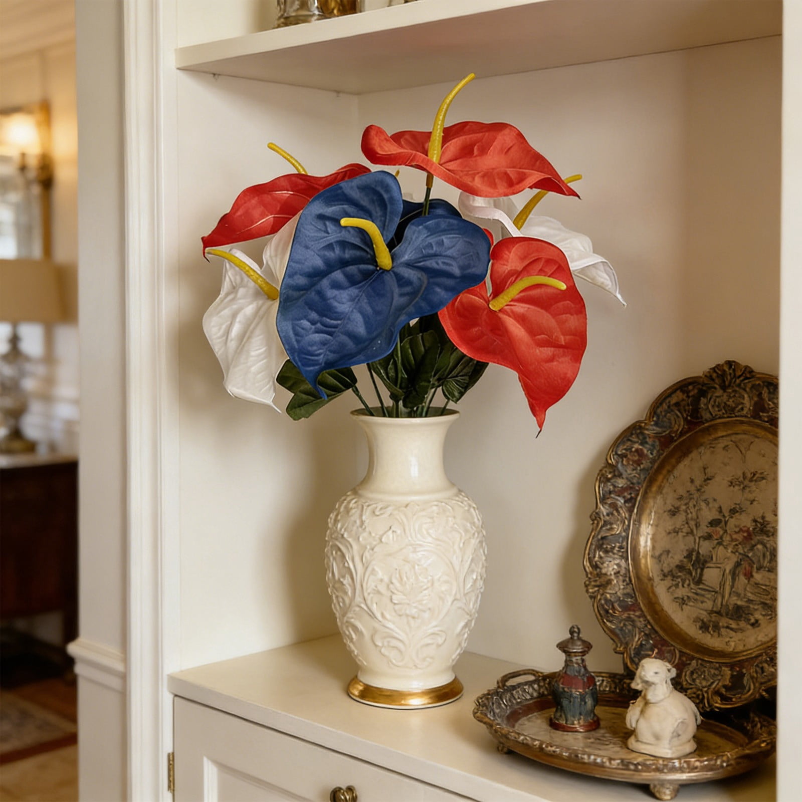 Artificial Compositae Flowers – Patriotic Memorial Bouquet | Red White ...