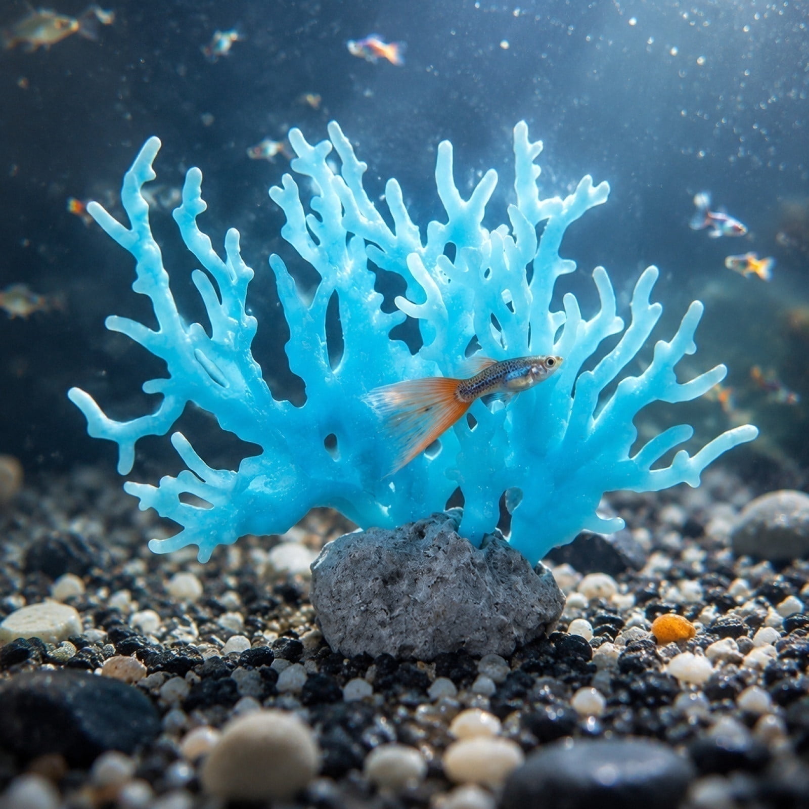 Artificial Coral Aquarium Ornament, Resin Fake Coral Decor with Stone ...