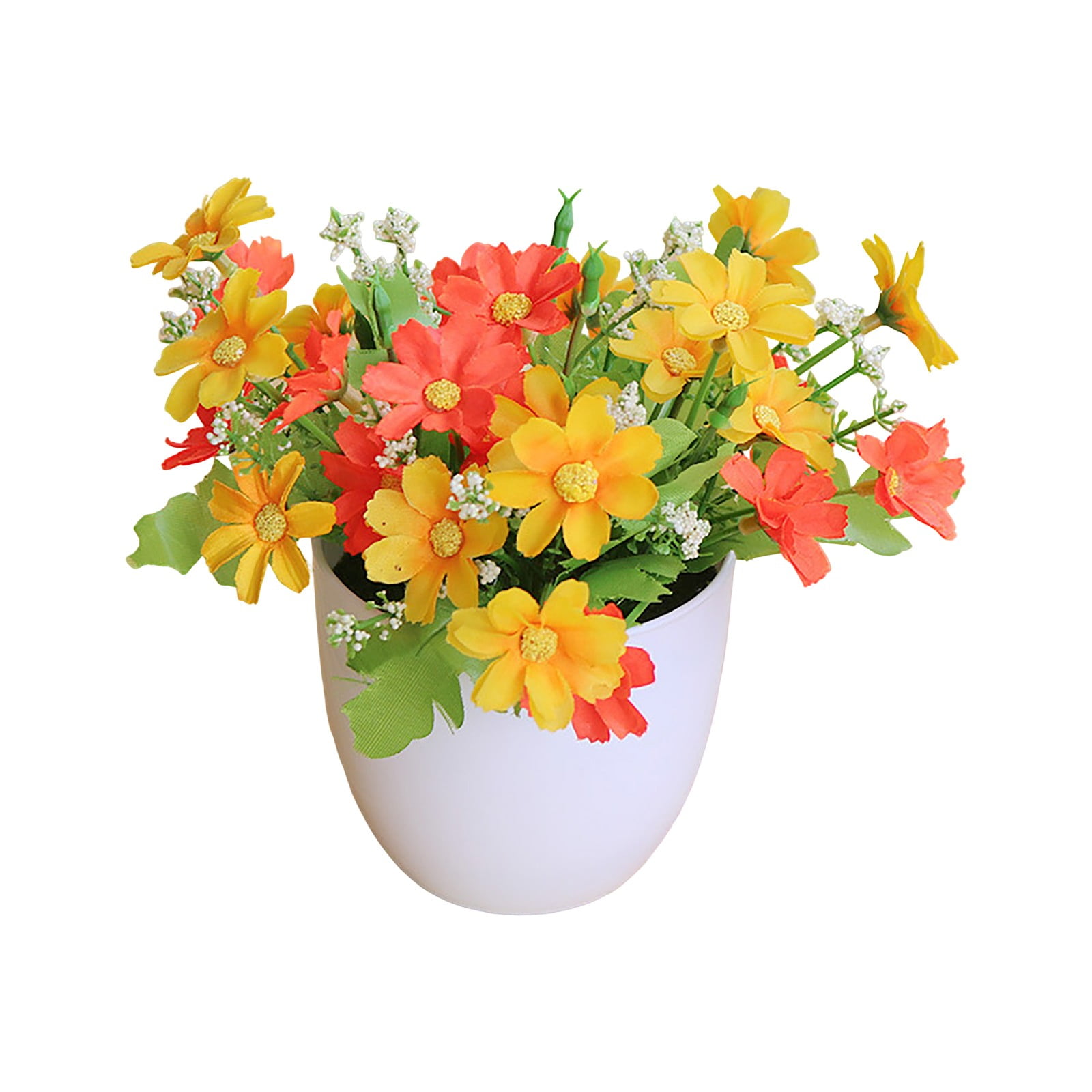 Artificial Cosmos Flower Arrangement in White Ceramic Pot Realistic ...