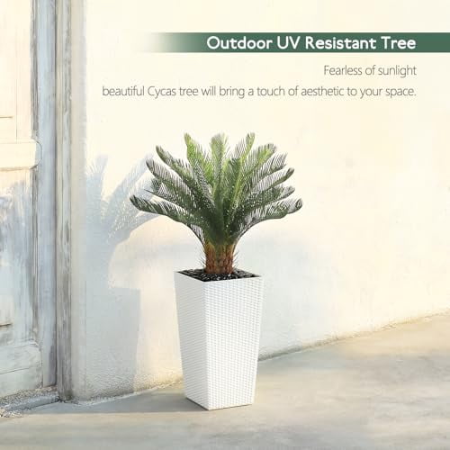 Artificial Cycas Tree,4 FT Faux Cycas Revoluta Sago Palm Trees with ...