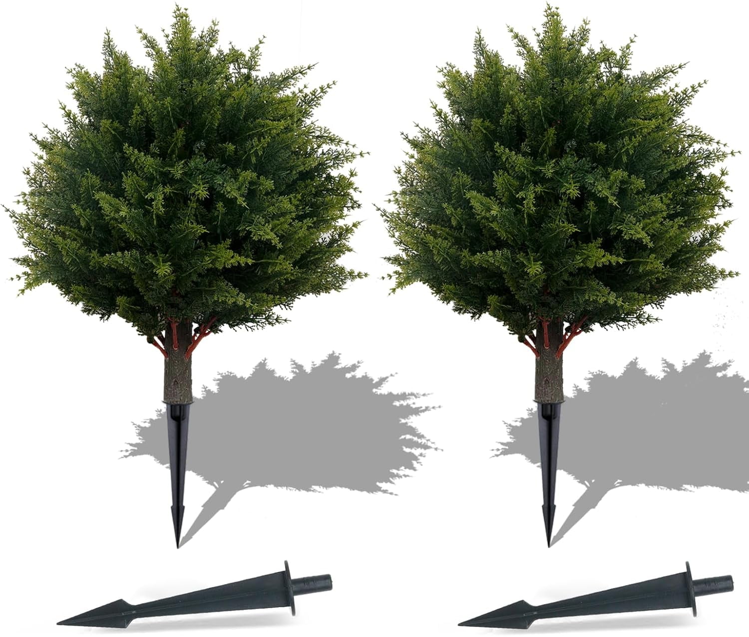 Artificial Cypress Topiary Ball Trees with Ground Spike Set of 2 16 ...