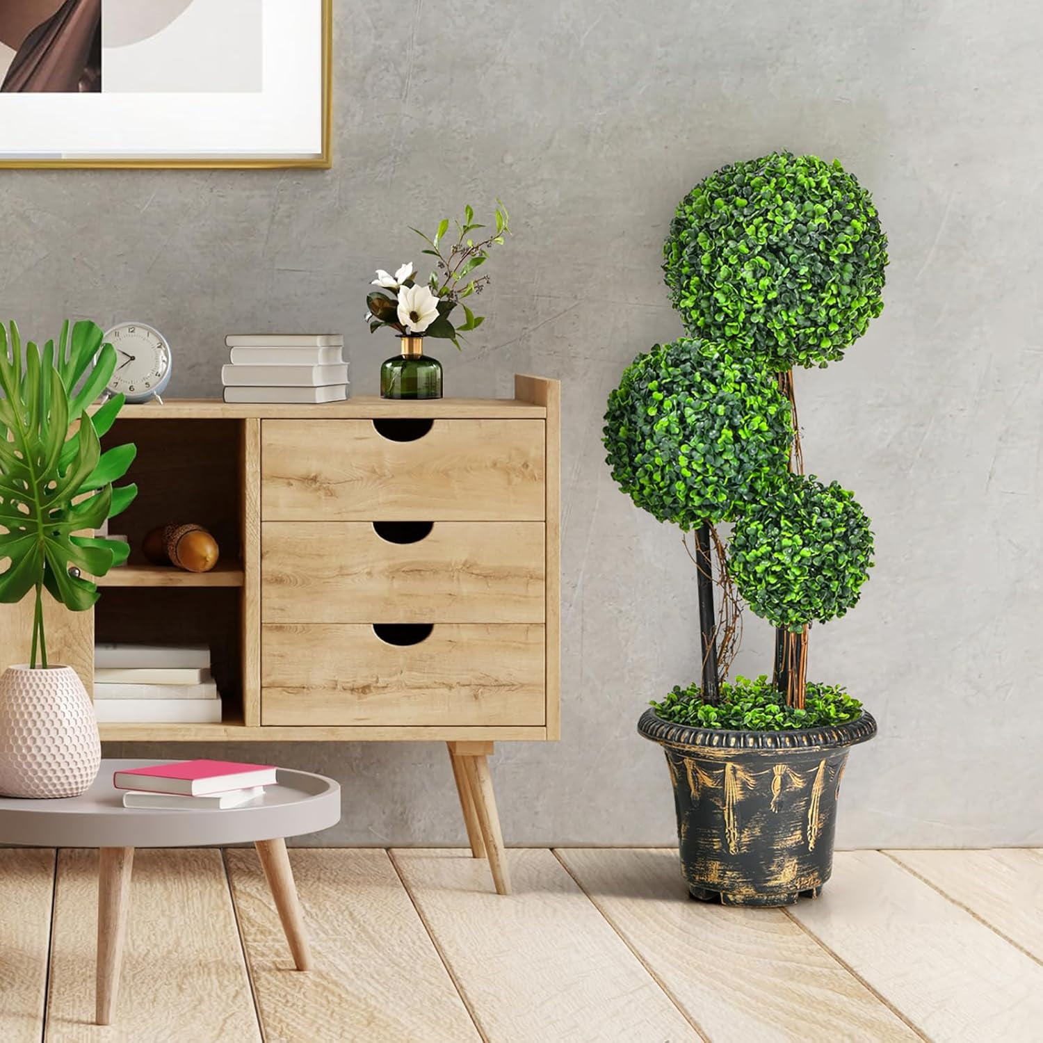 Artificial Cypress Topiary Tree – Fake with Mushroom-Shaped Canopies ...