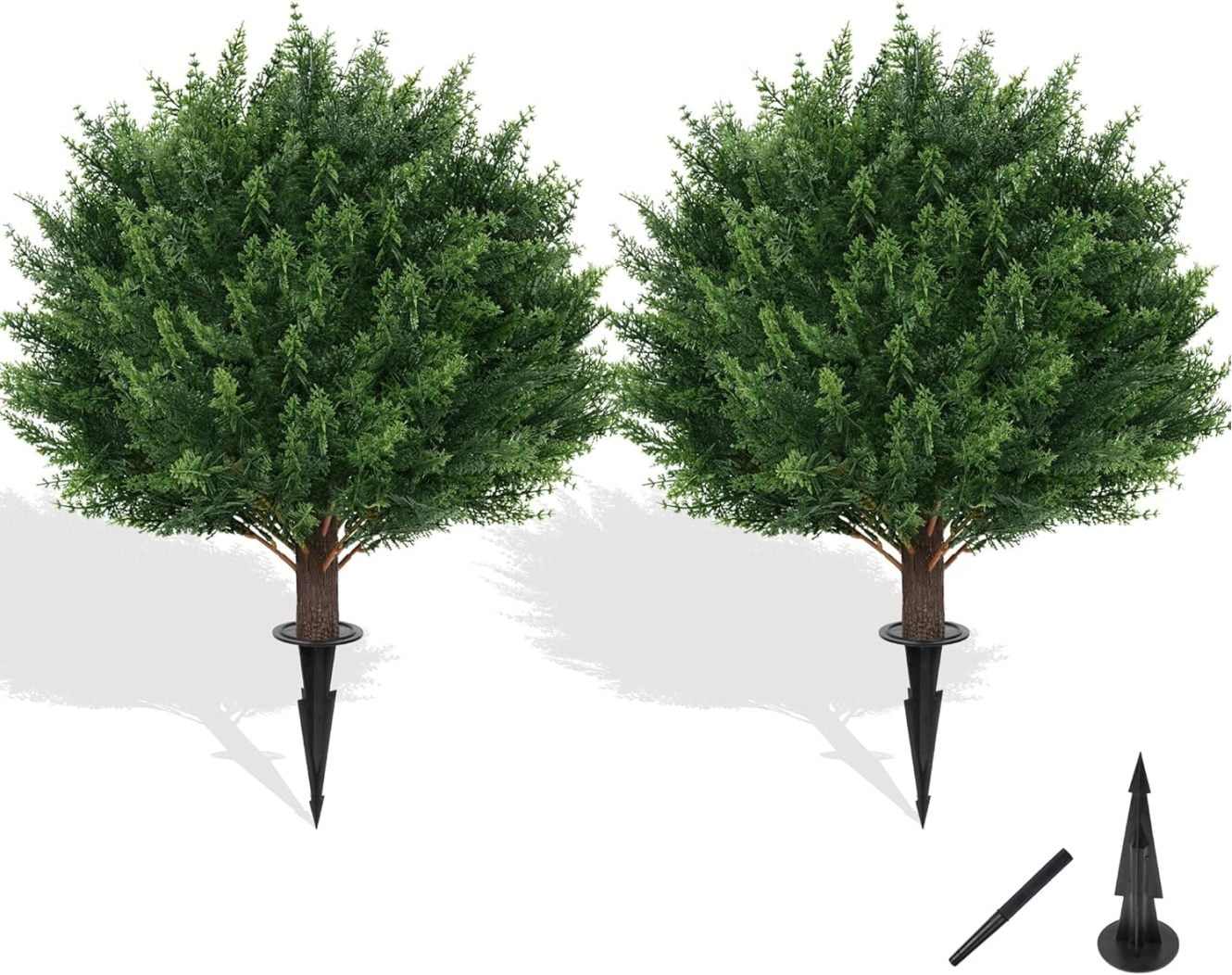 Artificial Cypress Topiary Tree with Ground Spike, Set of 2 Artificial ...
