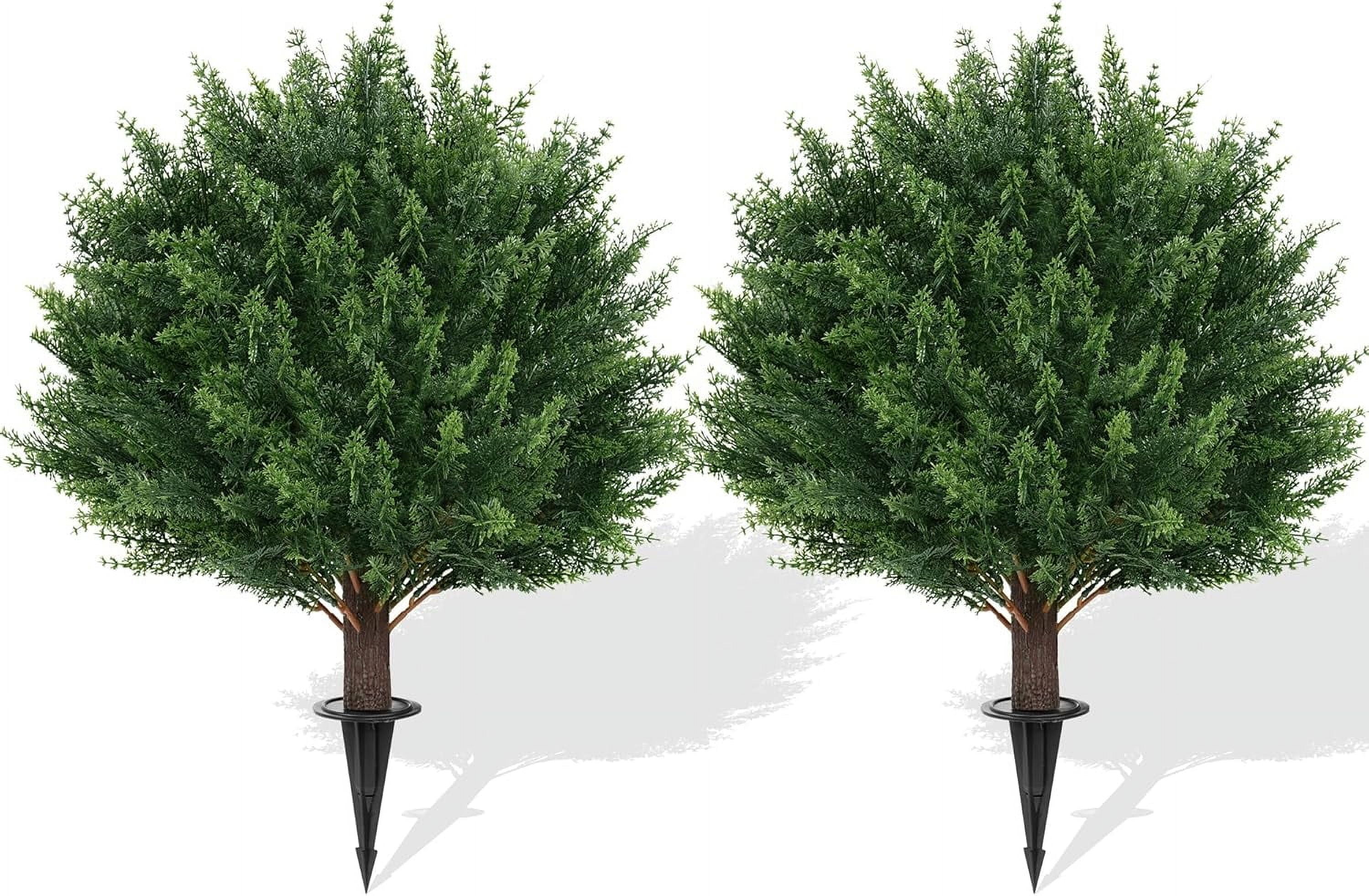 Artificial Cypress Topiary Tree with Ground Spike, Set of 2 Artificial ...