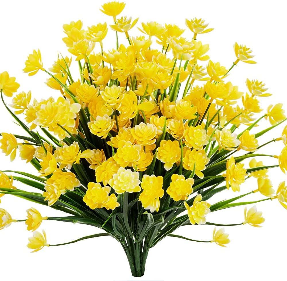 Artificial Daffodils Fake Large Flowers, 4 Bundles White UV Resistant ...