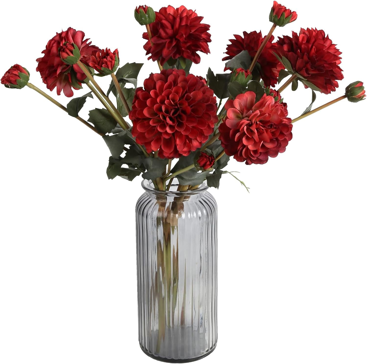 Artificial Dahlias Red Flowers Bouquets Red Dahlia Flowers 8heads Red
