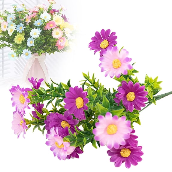 Artificial Daisies Bouquet, 1 Bundle Plastic Flowers for Cemetery ...