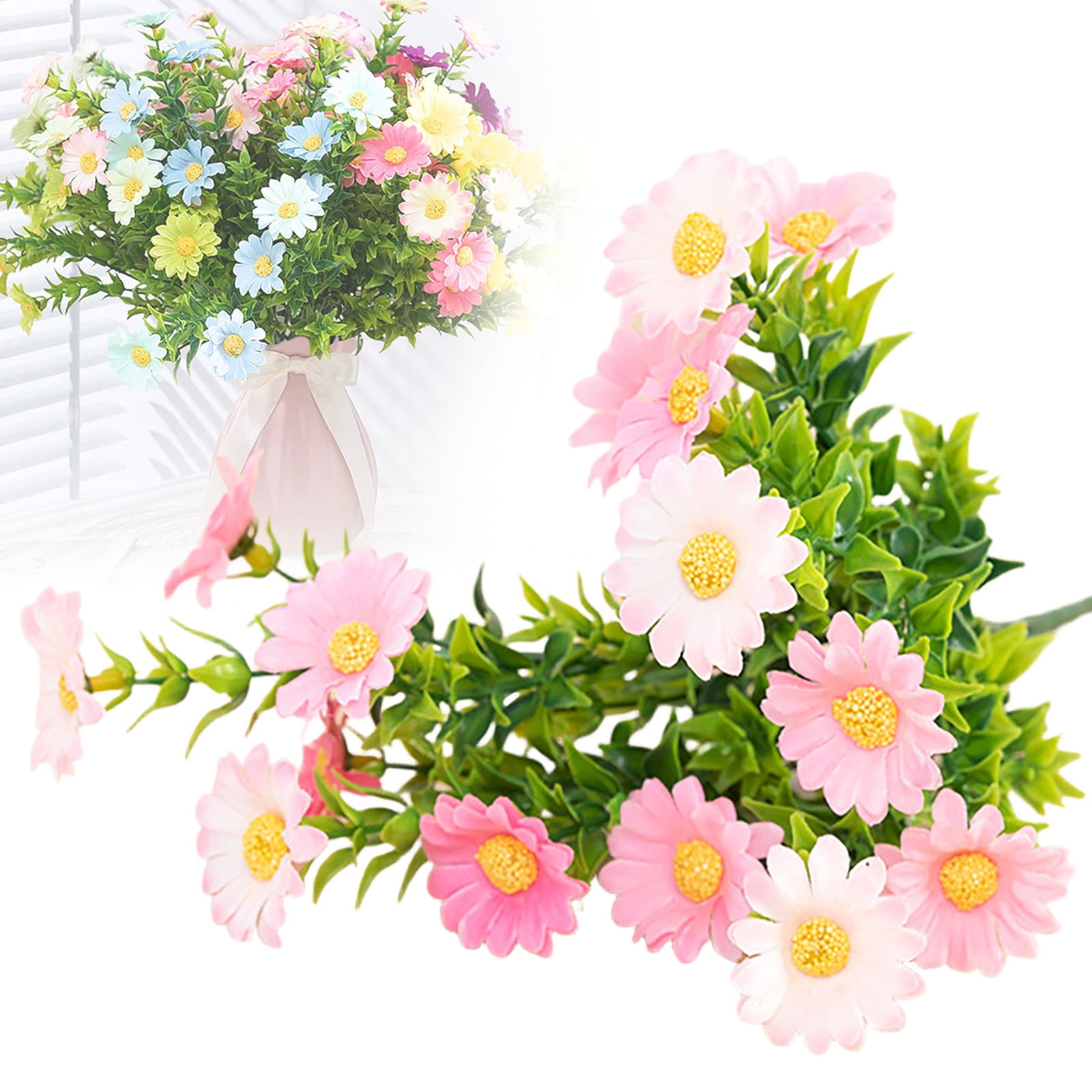 Artificial Daisies Bouquet (13.78in) – 1Bundle Plastic Memorial ...