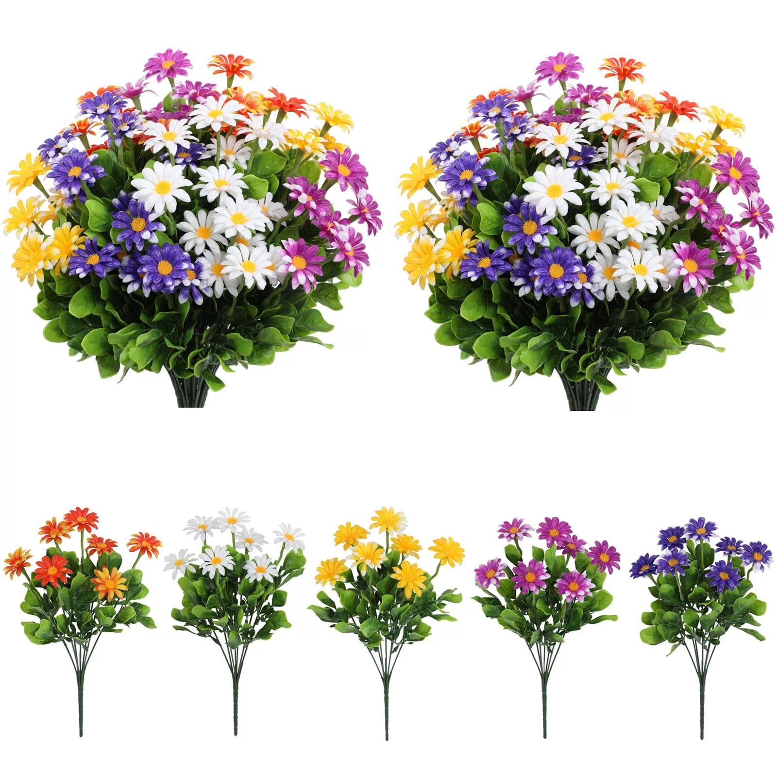 Artificial Daisies, Realistic Plastic Daisy Flowers Bouquet, UV ...
