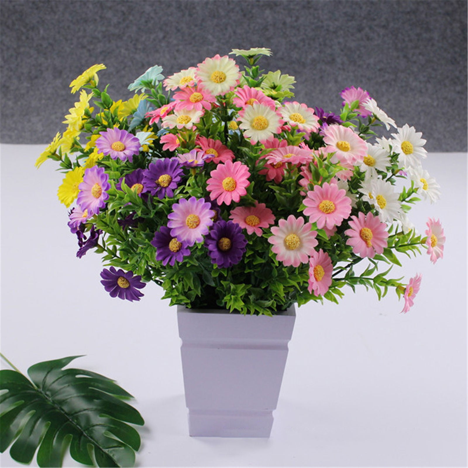 Artificial Daisies Silk Cemetery Flower Faux Plastic Memorial Bouquet For Hanging Window Box ...