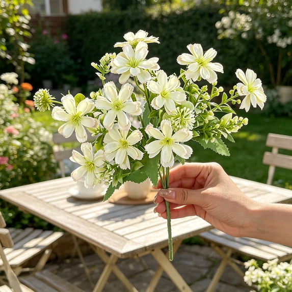 Artificial Daisy Bouquet with 5 Stems and 10 Floral Heads – Lifelike ...