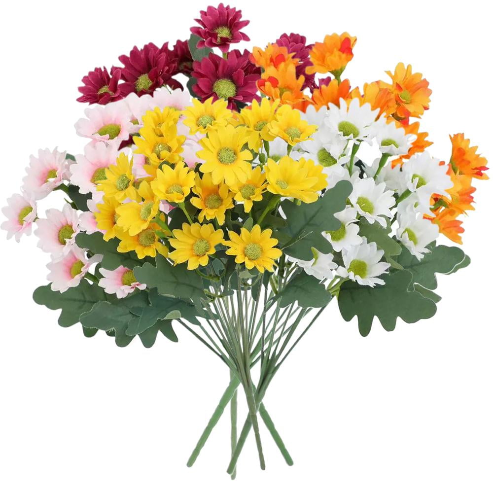 Artificial Daisy Flowers 5 Bundles, 7-Fork 21 Head Silk Cloth Daisy ...