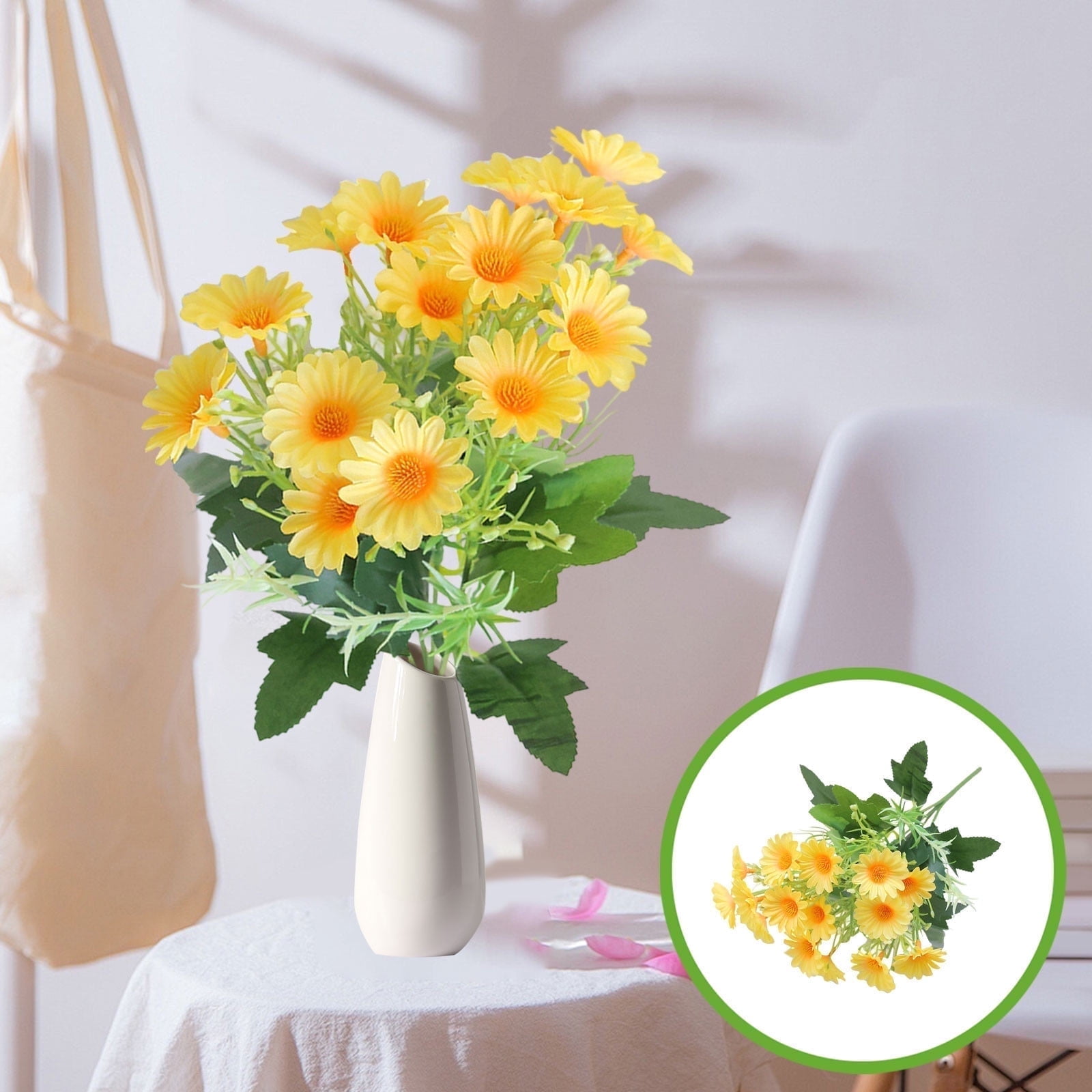 Artificial Daisy Flowers Bouquet | Realistic Faux Floral Stems 13in ...