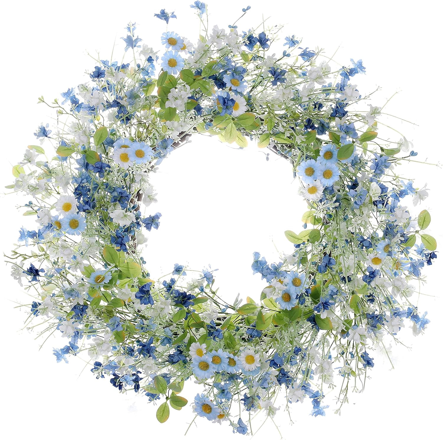 Artificial Daisy Wreath,22 Inch Spring Wreath Colorful Summer Floral ...