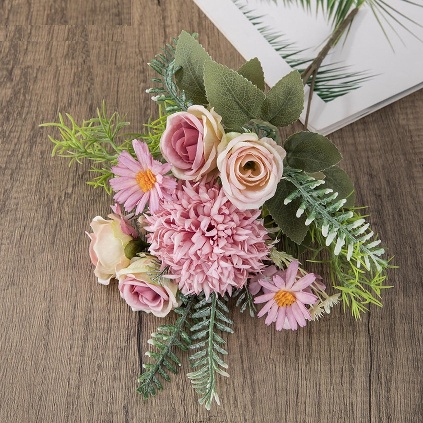 Artificial Dandelion Flower Bouquet, Silk Fake Flowers Arrangement for ...