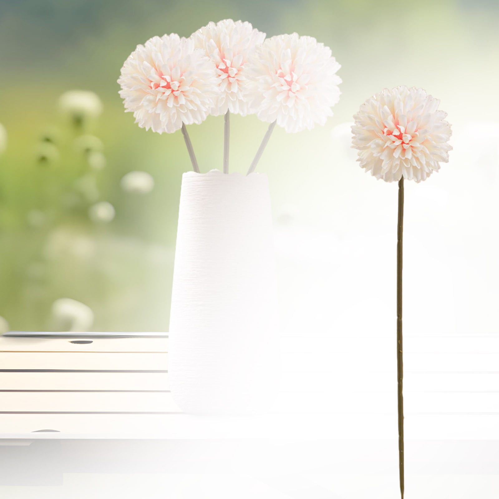 Artificial Dandelion Puff Flowers - White Silk Dandelion Bouquets for ...