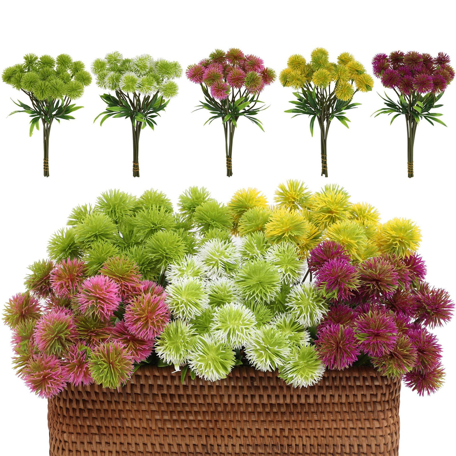 Artificial Dandelions Silk Flowers Set | 5Pcs Realistic Synthetic ...
