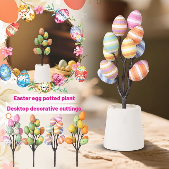 Artificial Decorative Easter Egg Branch with Hand Painted Patterns for ...