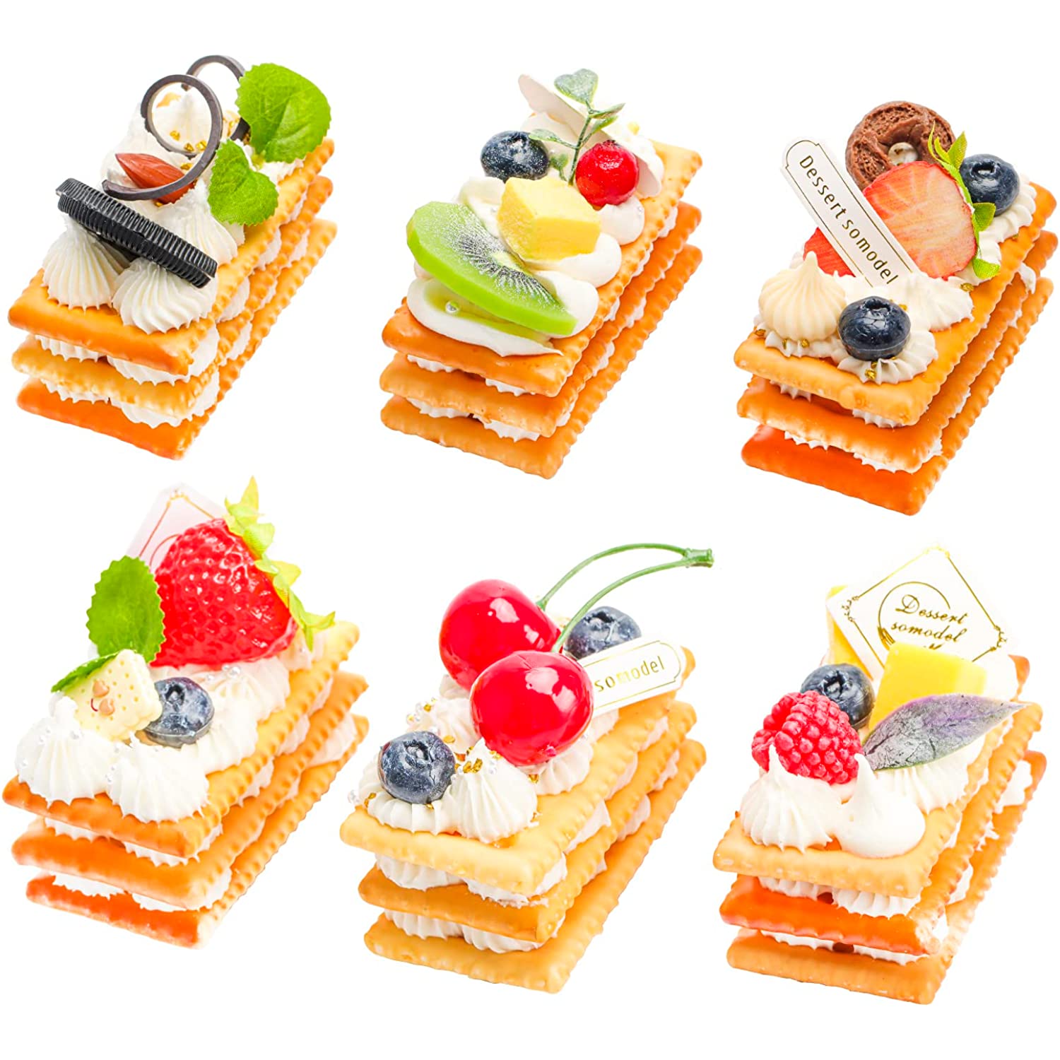 Artificial Dessert Cake Model Realistic Simulation Rectangular Cookie ...