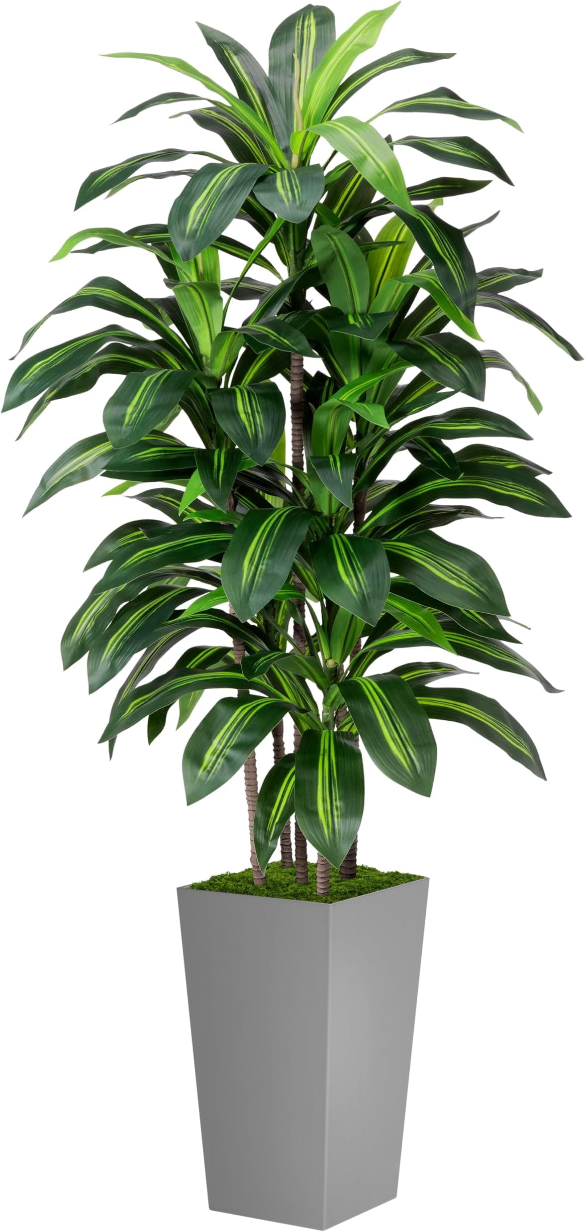 Artificial Dracaena Indoor 5FT - Tree with Gray Tall Planter - Faux ...