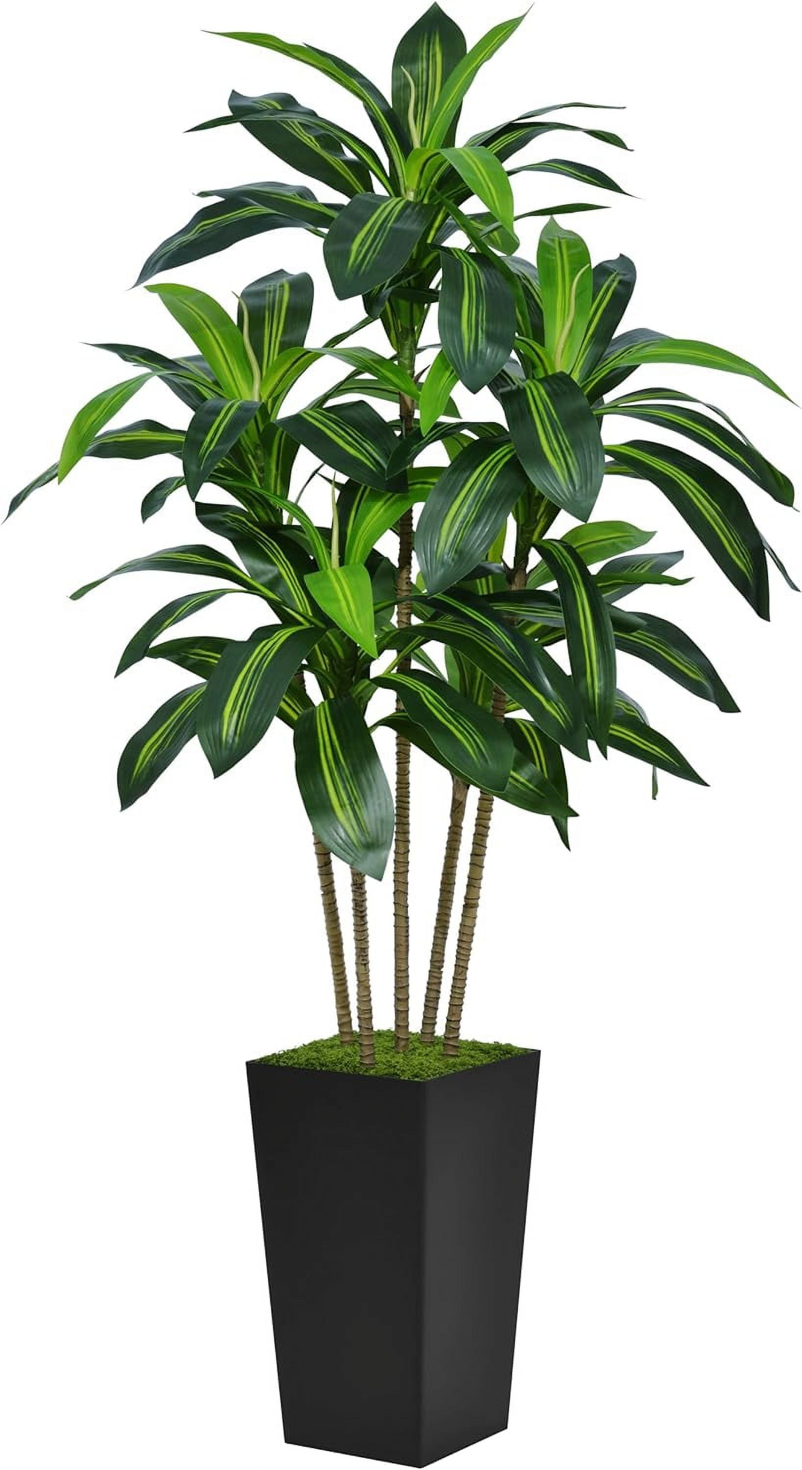 Artificial Dracaena Tree 5FT - Faux Tree with Gray Tall Planter - Fake ...