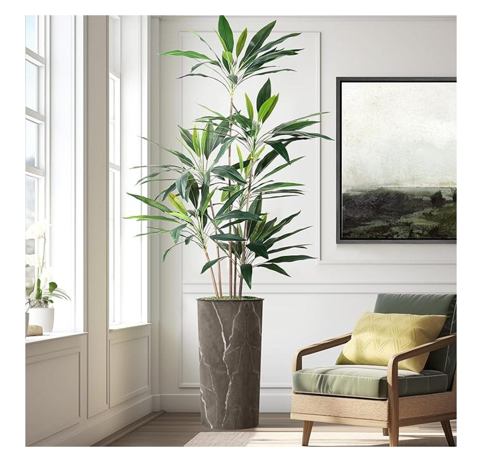 Artificial Dracaena Tree - 66 Inch Silk Plant for Home Decor, Modern ...