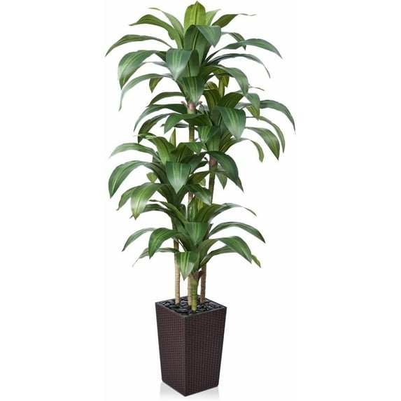 Artificial Dracaena Tree 6FT - Fake Tree with Brown Taper Planter ...