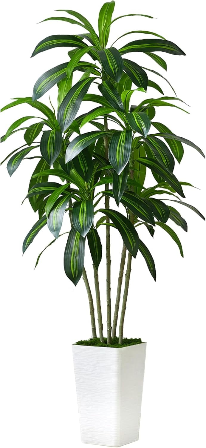 Artificial Dracaena Tree Artificial Silk Tree Faux Tree with White Tall ...