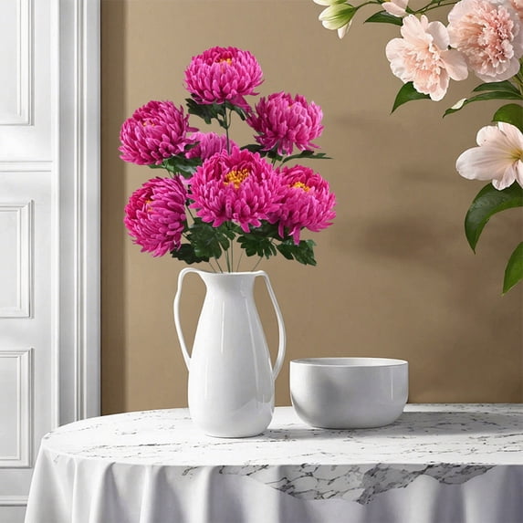 Artificial Dragon Claw Chrysanthemum Fake Flower Bouquet - 22" White ...