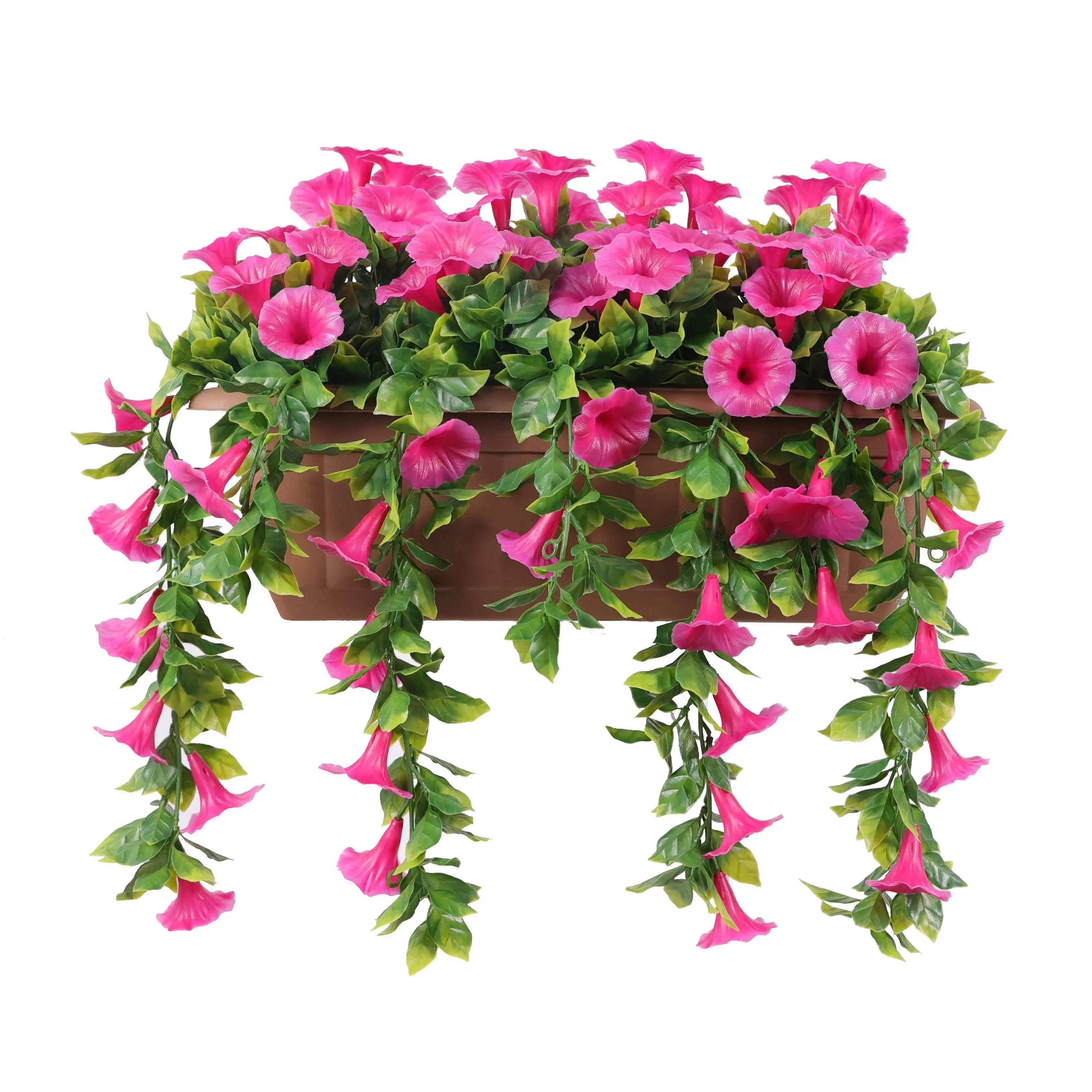 Artificial Draping Pink Petunia Window Box Planter 20" x 14"-Designer ...